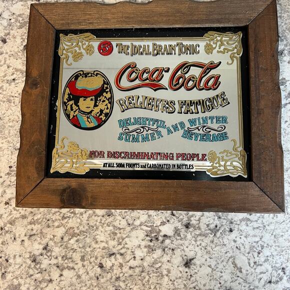 Accents | Vintage Coca Cola Glass Sign Advertising 5 Cent The Ideal ...